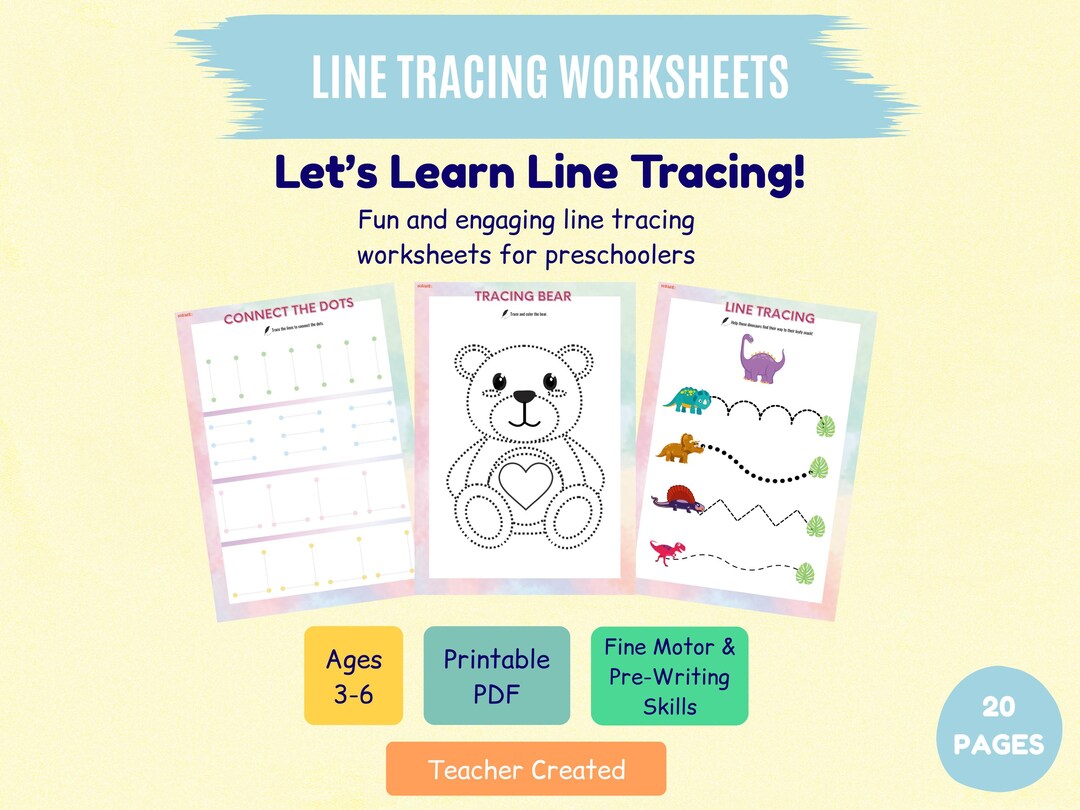 Line Tracing Worksheets - Printable Handwriting Practice for Preschool ...