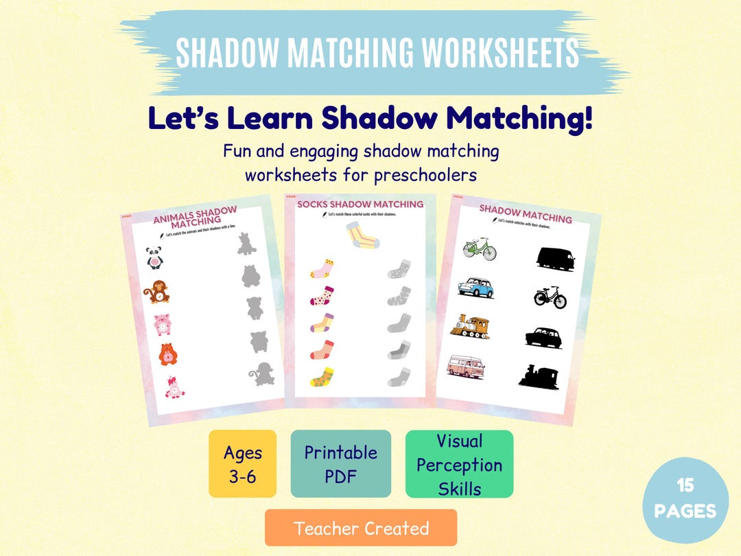 Shadow Matching Worksheets - Printable Homeschool Activity - Busybook ...