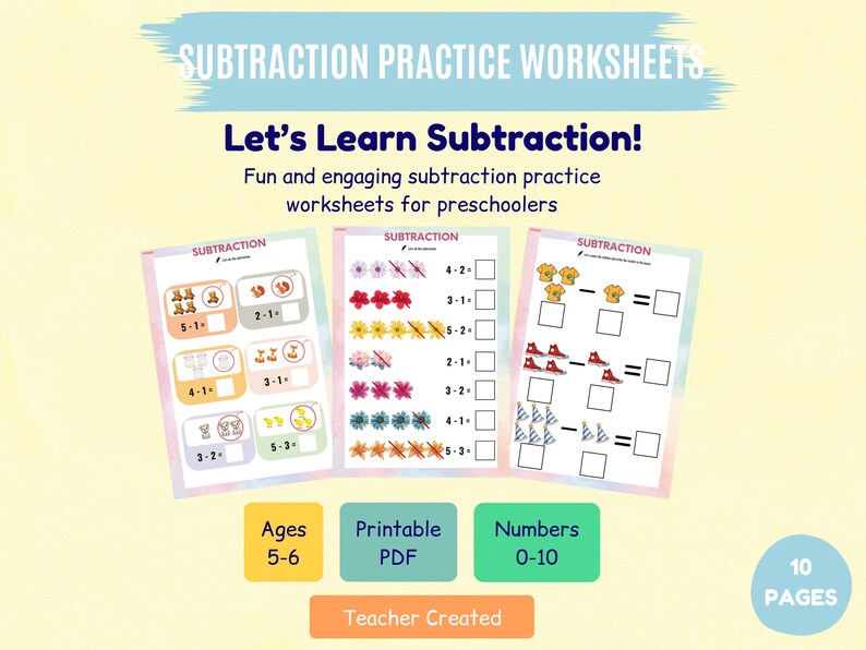Subtraction Math Worksheets - Printable Math Worksheets for ...