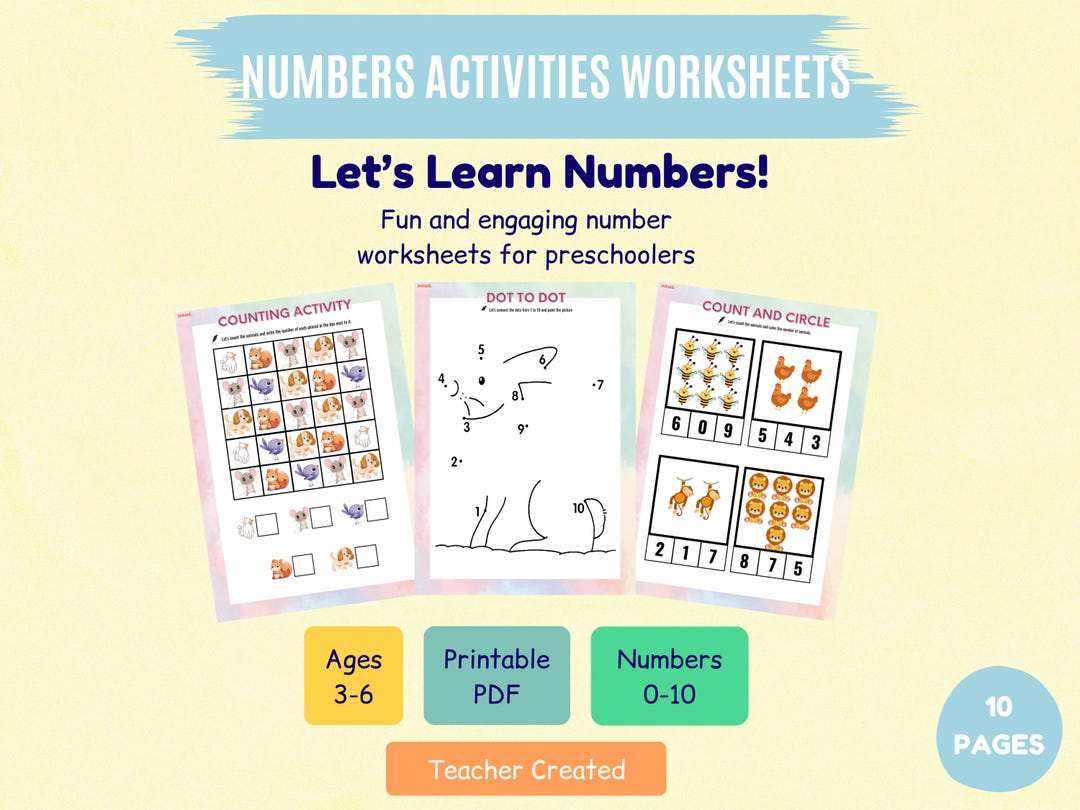 Preschool 0-10 Number Worksheets - Printable Number Activities - Pre ...