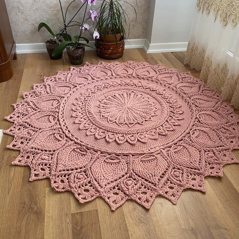 Pink Knit Circle Rug - Etsy UK