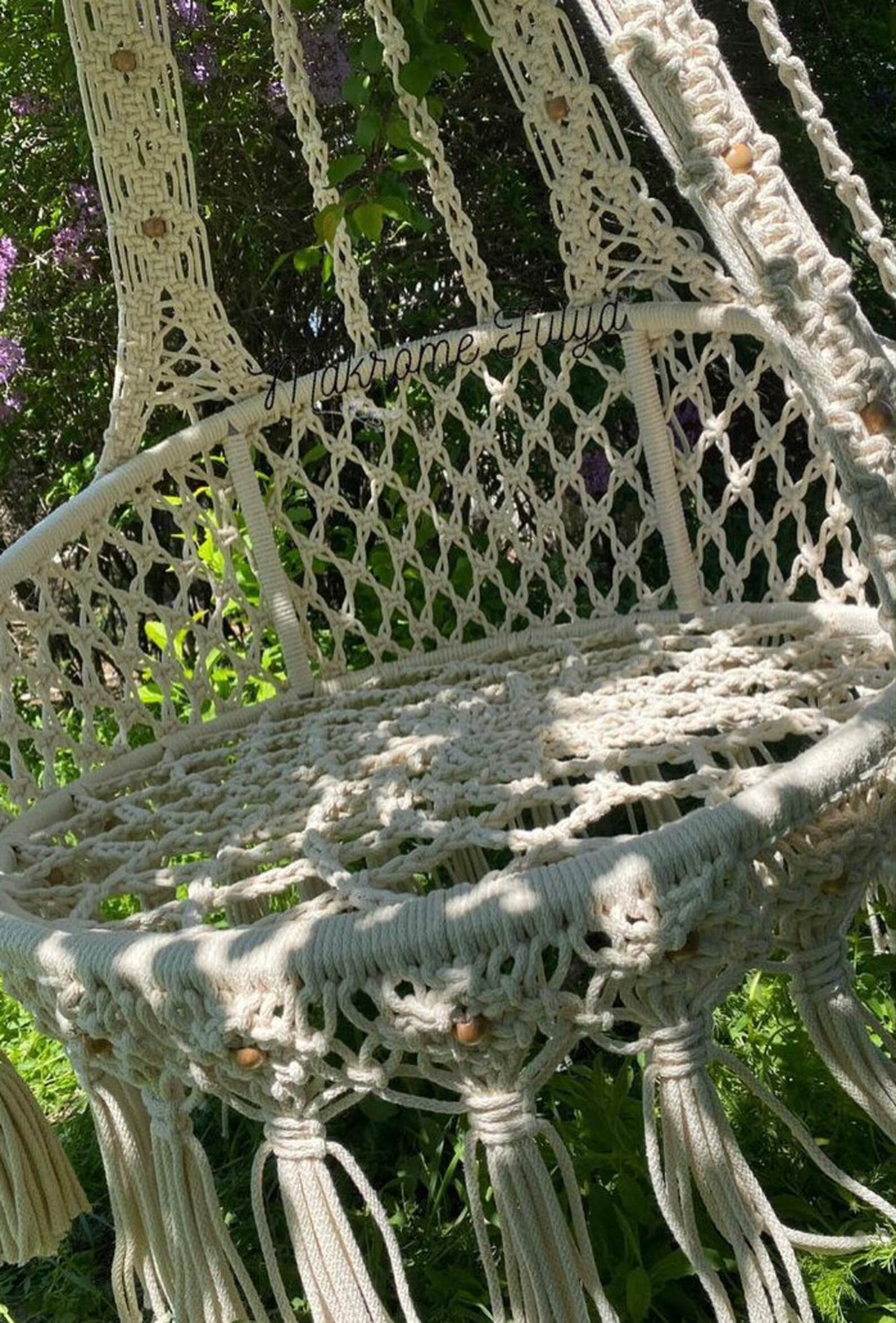 Macrame Swingmacrame Chairgarden Swingbeige Swing Macrame - Etsy