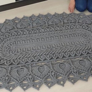 Oval Handmade Carpet Rug, Handmade Oval Crocheted Rug, Knitted Rug ...