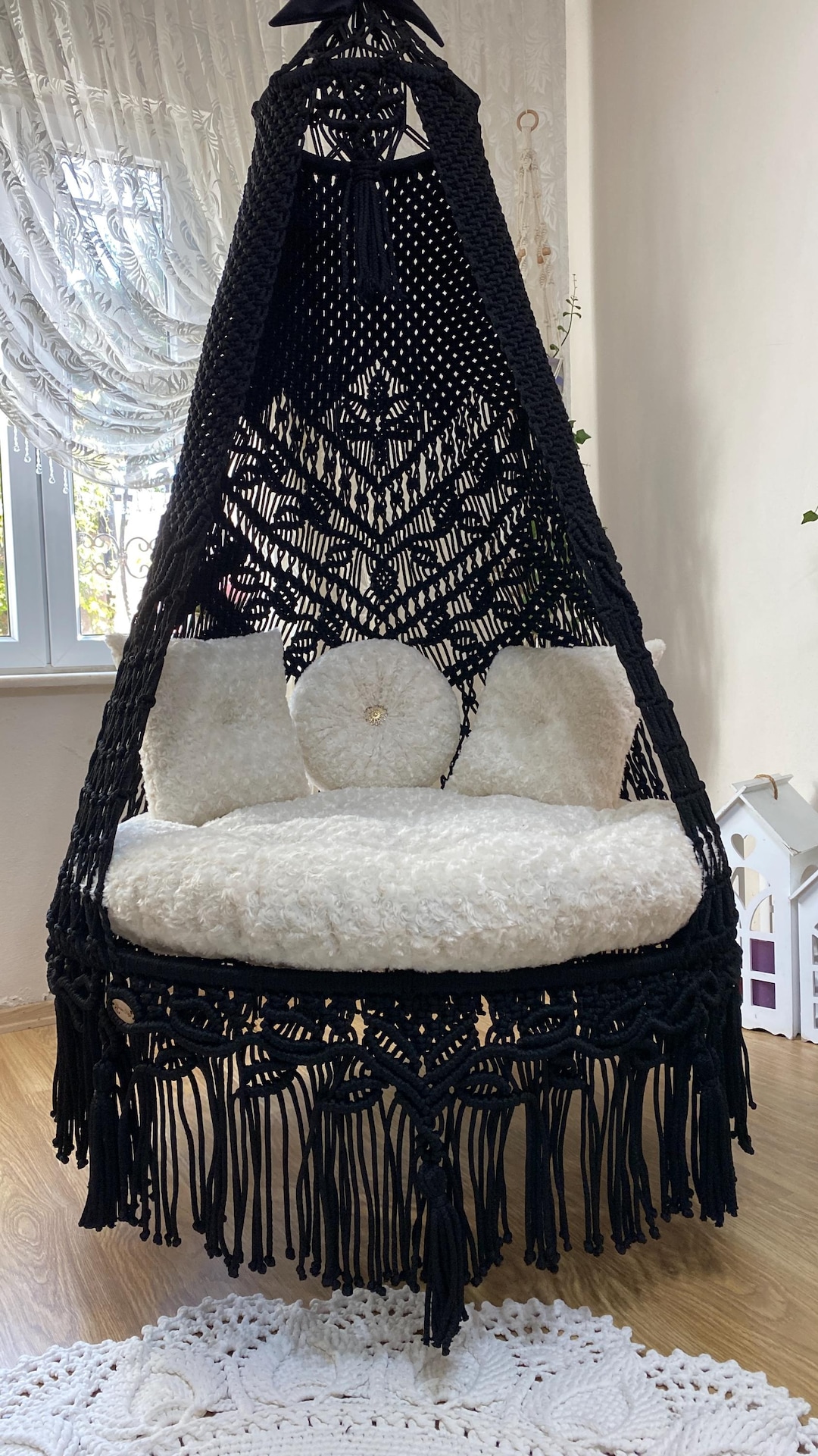 Macrame Hanging Chair With Soft Pillow: Boho Garden Swing,christmas ...