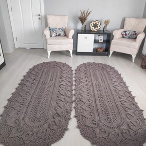 Oval Carpet Rug, Handmade Oval Crocheted Rug, Knitted Rug,brown Oval ...