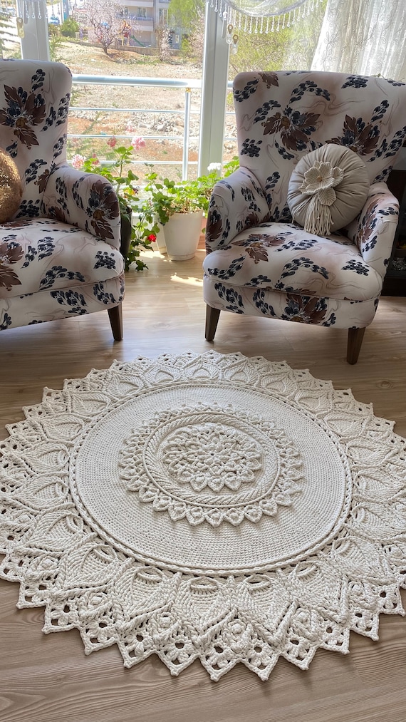 Knitted Carpet Round Crochet Crochet Knitted Carpet Rug - Etsy