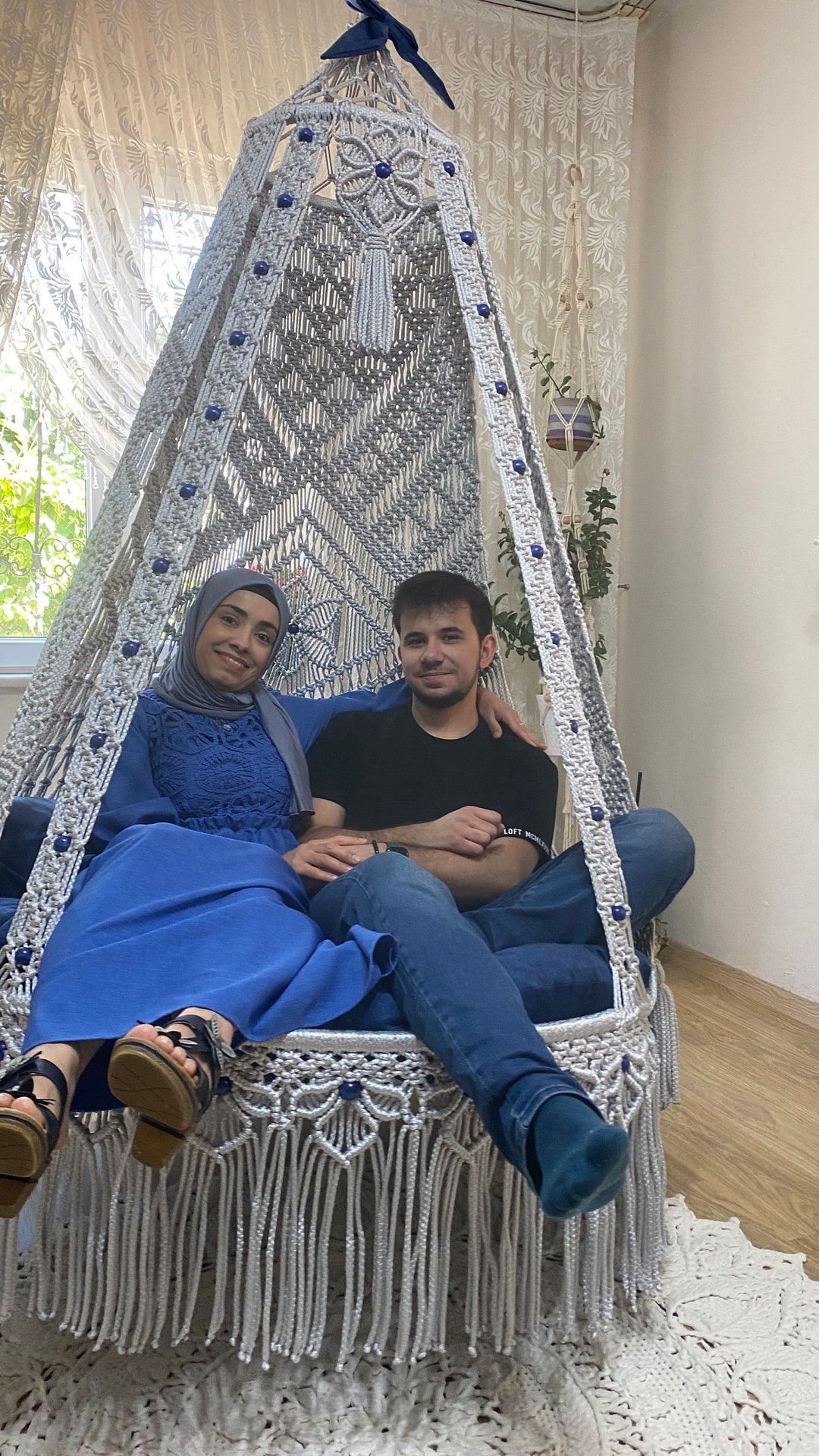 Macrame Double Swing Chair,garden Macrame Swing,macrame Rocking Chair ...