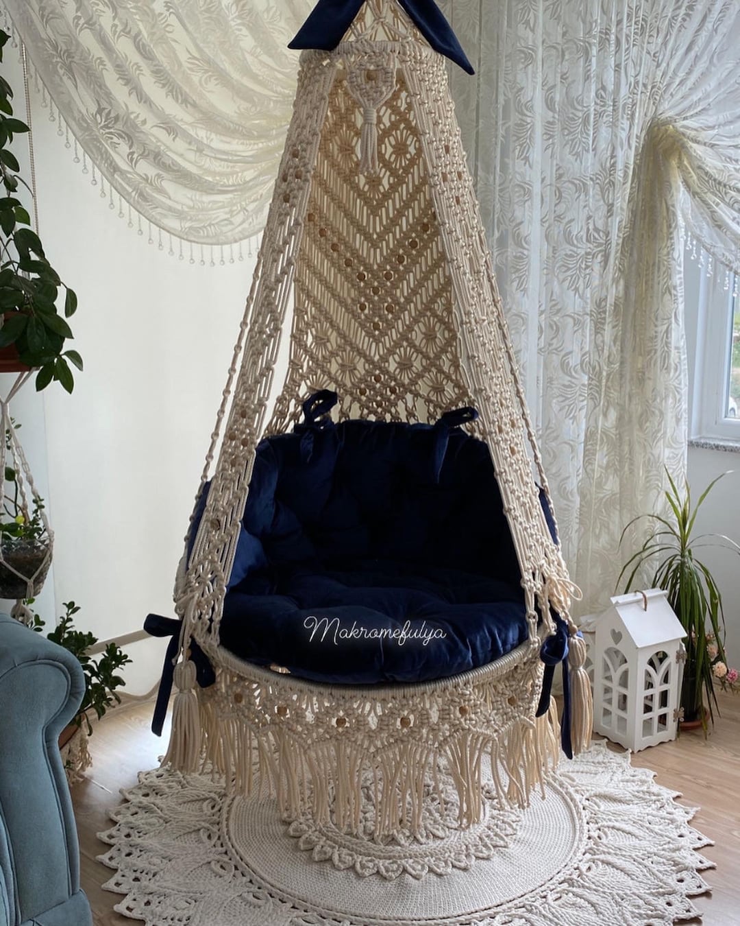 Macrame Chair, Macrame Round Swing, Special Design Macrame Swing ...