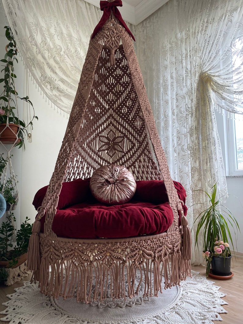 Macrame Chair Macrame Round Swing Special Design Macrame - Etsy