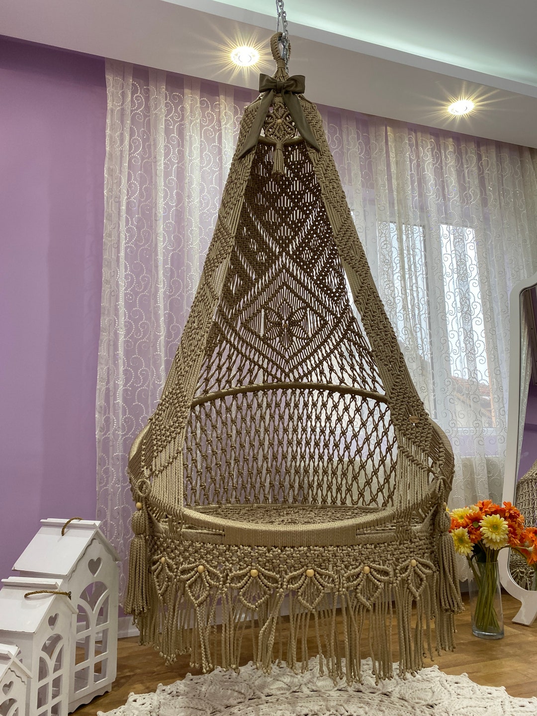 Double Macrame Swing Double Swing. Design Rocking Chair - Etsy