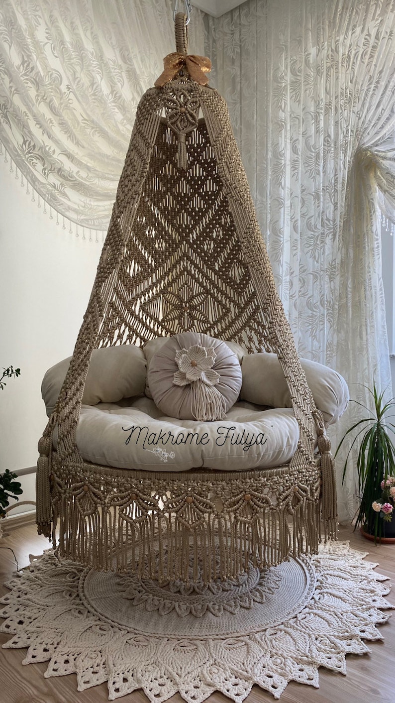 Macrame Chair Macrame Round Swing Special Design Macrame - Etsy