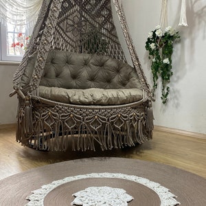 Macrame Brown Double Swing, Double Swing,double Hanging Swing,garden ...