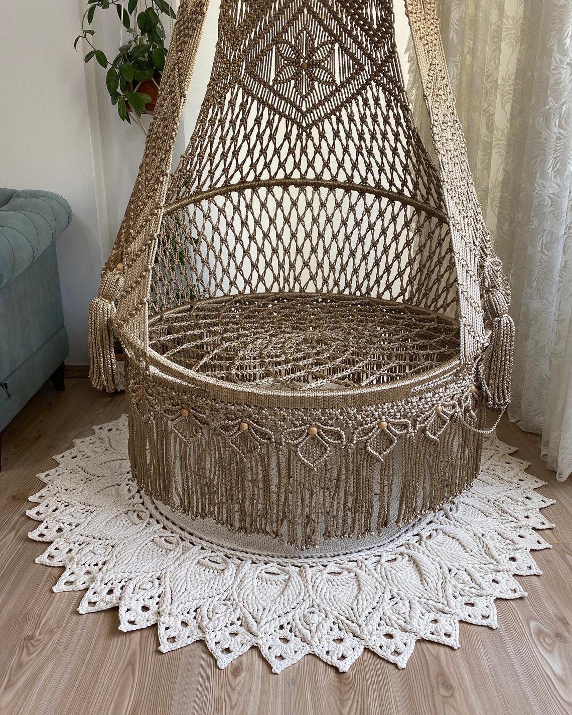 Double Macrame Swing Double Swing. Design Rocking Chair - Etsy