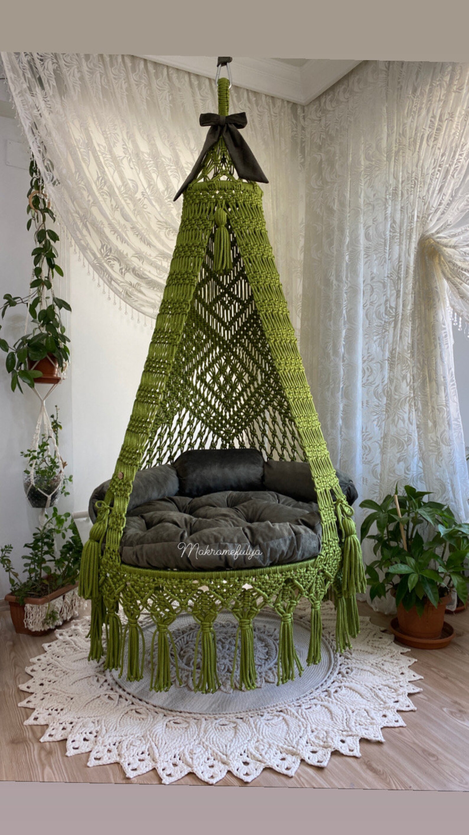 Macrame XL Swing Chair, Macrame Round Swing, Special Design Macrame ...