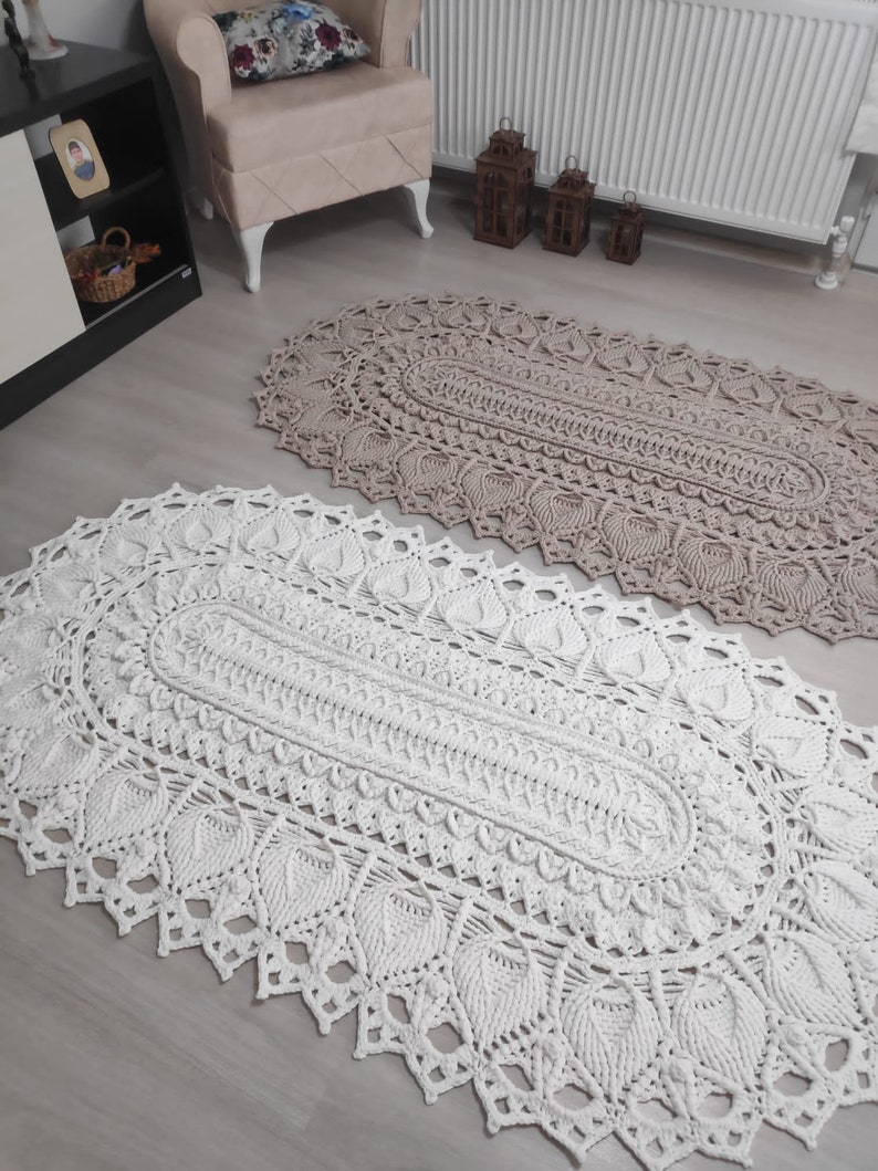 Oval Carpet Rug,handmade Oval Crocheted Rug,knitted Rug,brown Oval Rug ...