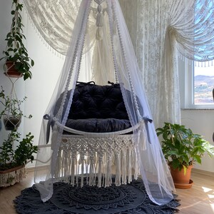Macrame Chair,macrame Swing Chair,white Macrame Swing,homedecor,livingroom Decor,gardens Swing ...