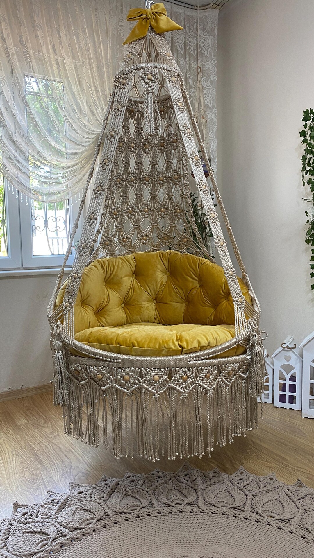 New Color Macrame Swing,macrame Balcony Swing,aniversary Gift ...