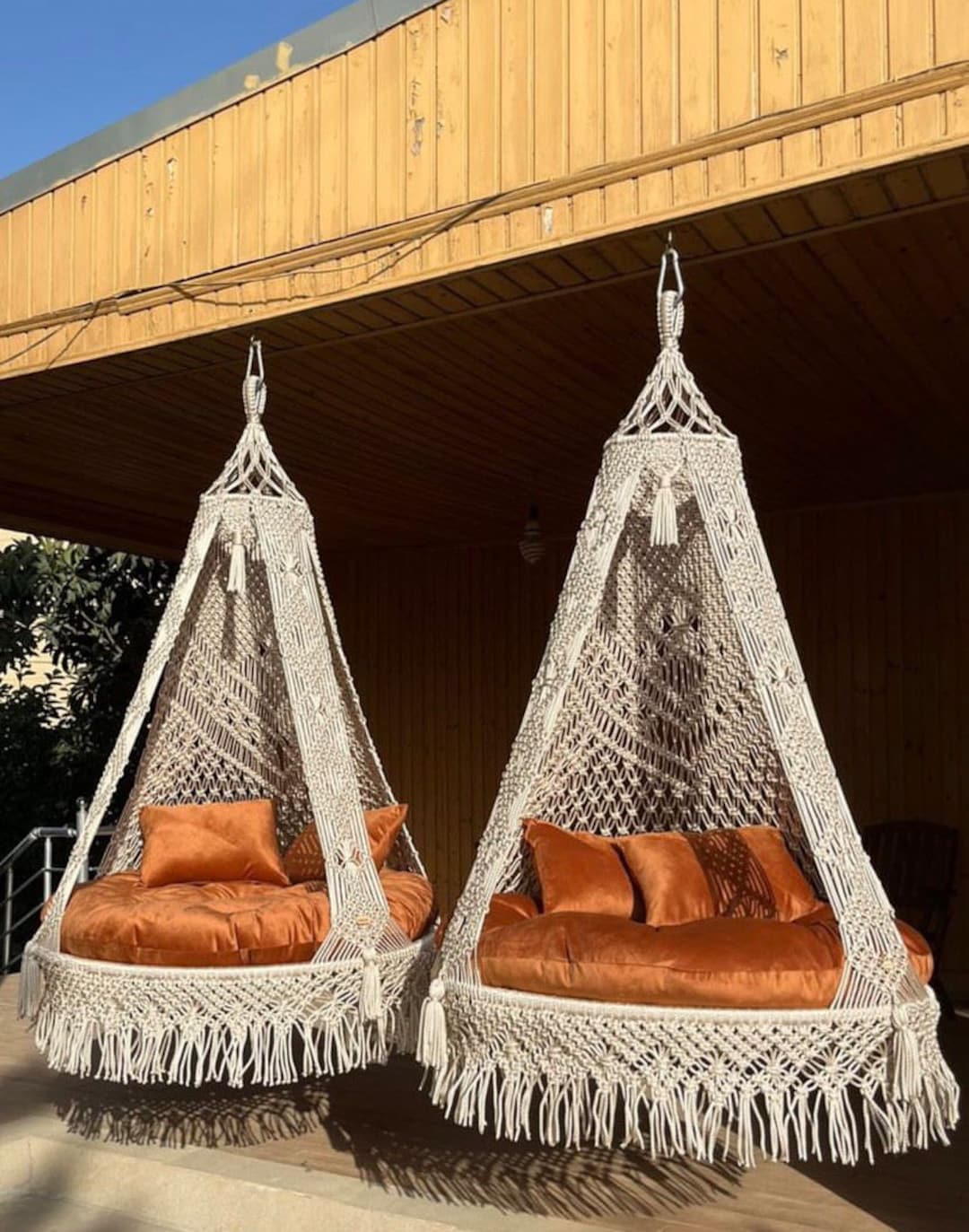 Macrame Patio Double Swing,patio Swing,macrame Swing,macrame Hanging ...