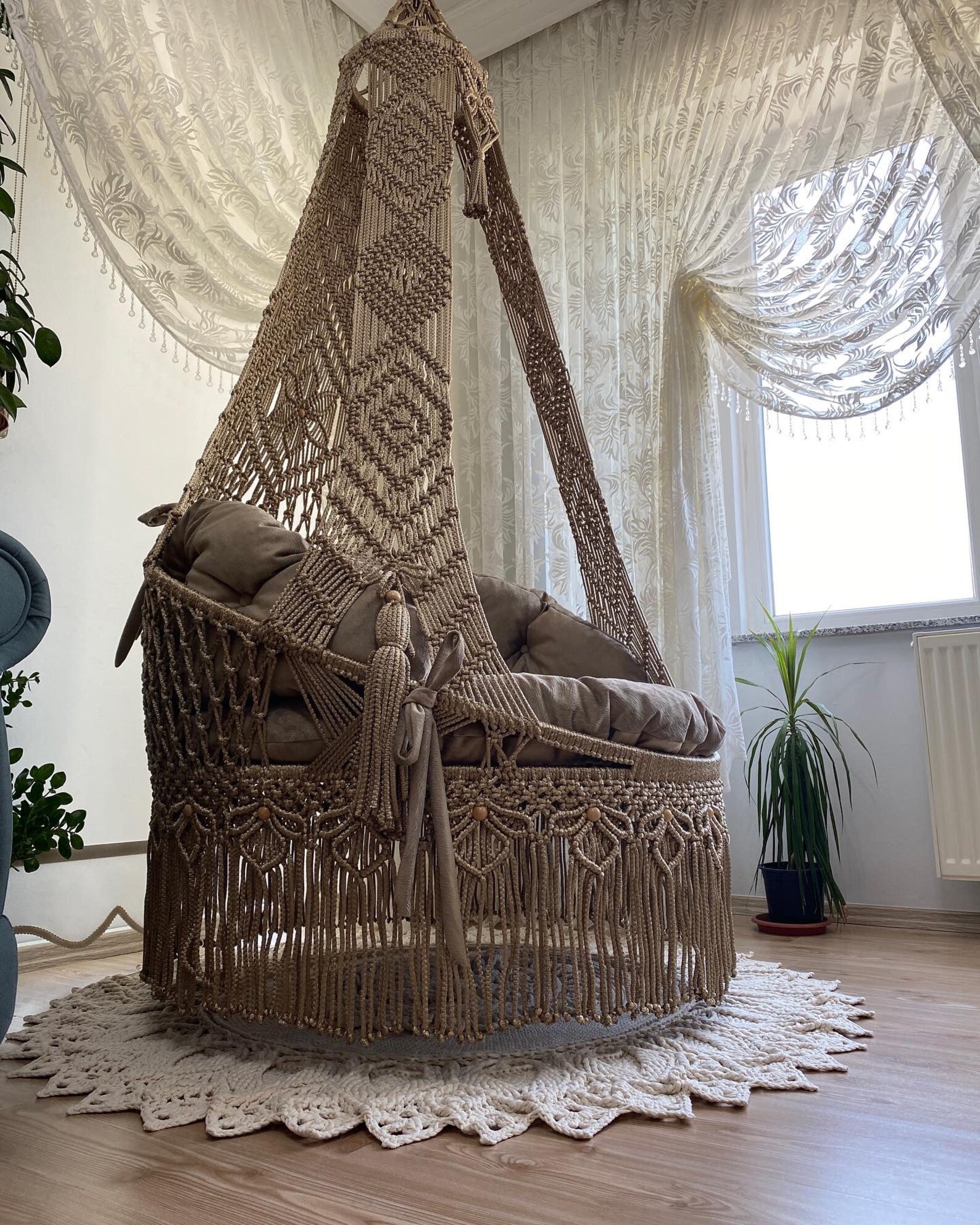 Double Macrame Swing Double Swing. Design Rocking Chair - Etsy