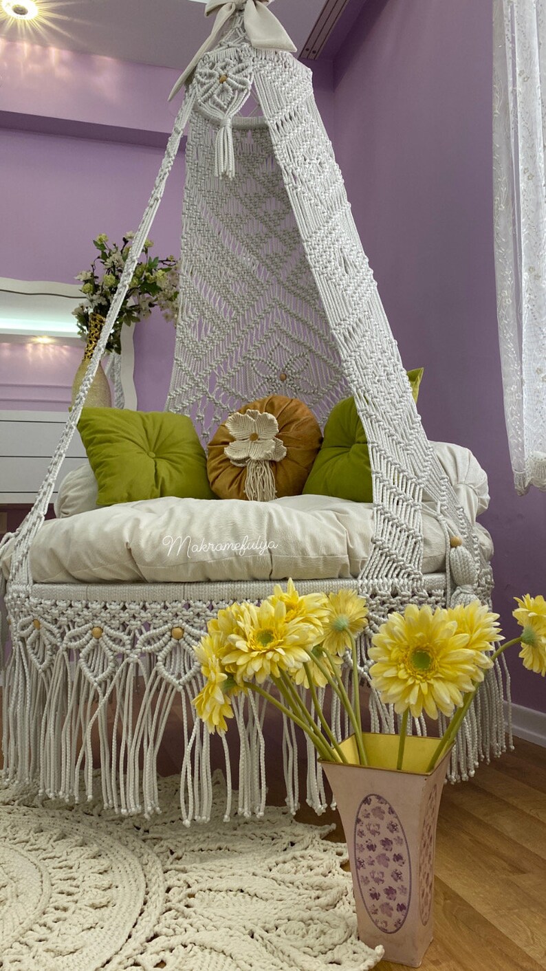 Double Macrame Swing Double Swing. Design Rocking Chair - Etsy