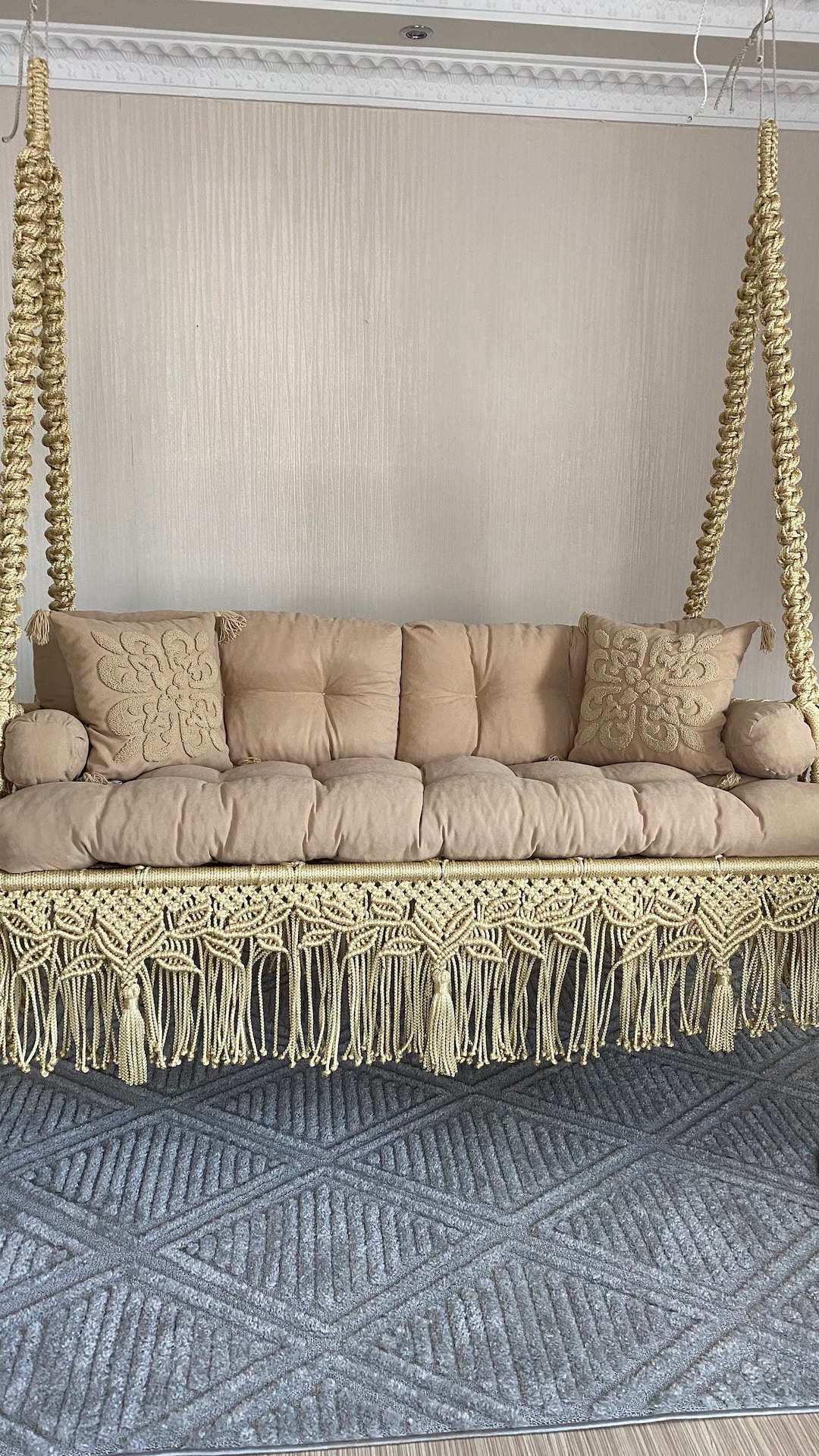 Macrame Garden Swing,macrame Double Swing,hanging Swing,balcony Swing ...