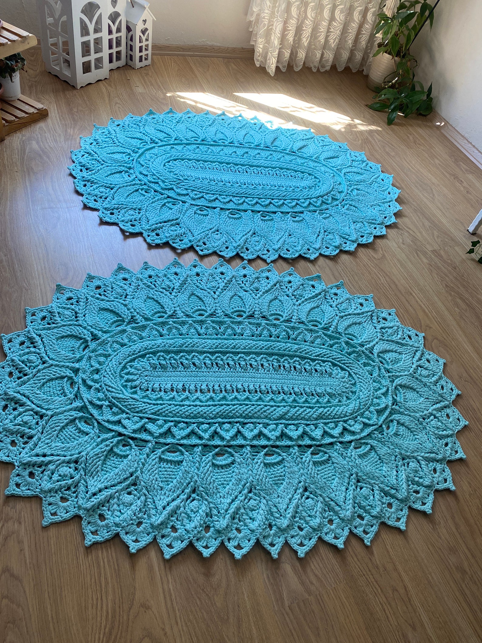 Oval Handmade Carpet Rug, Handmade Oval Crocheted Rug, Knitted Rug ...