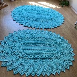 Oval Handmade Carpet Rug, Handmade Oval Crocheted Rug, Knitted Rug ...