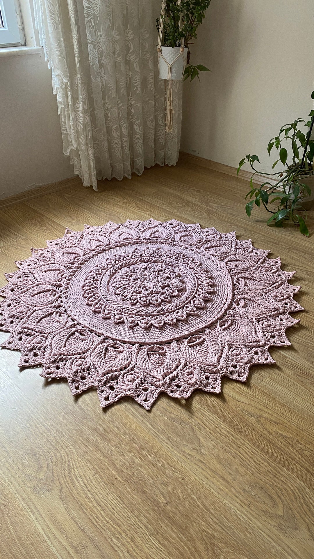 Round Crochet Rug,crochet Knitted Carpet, Bedroom Round Carpet ...