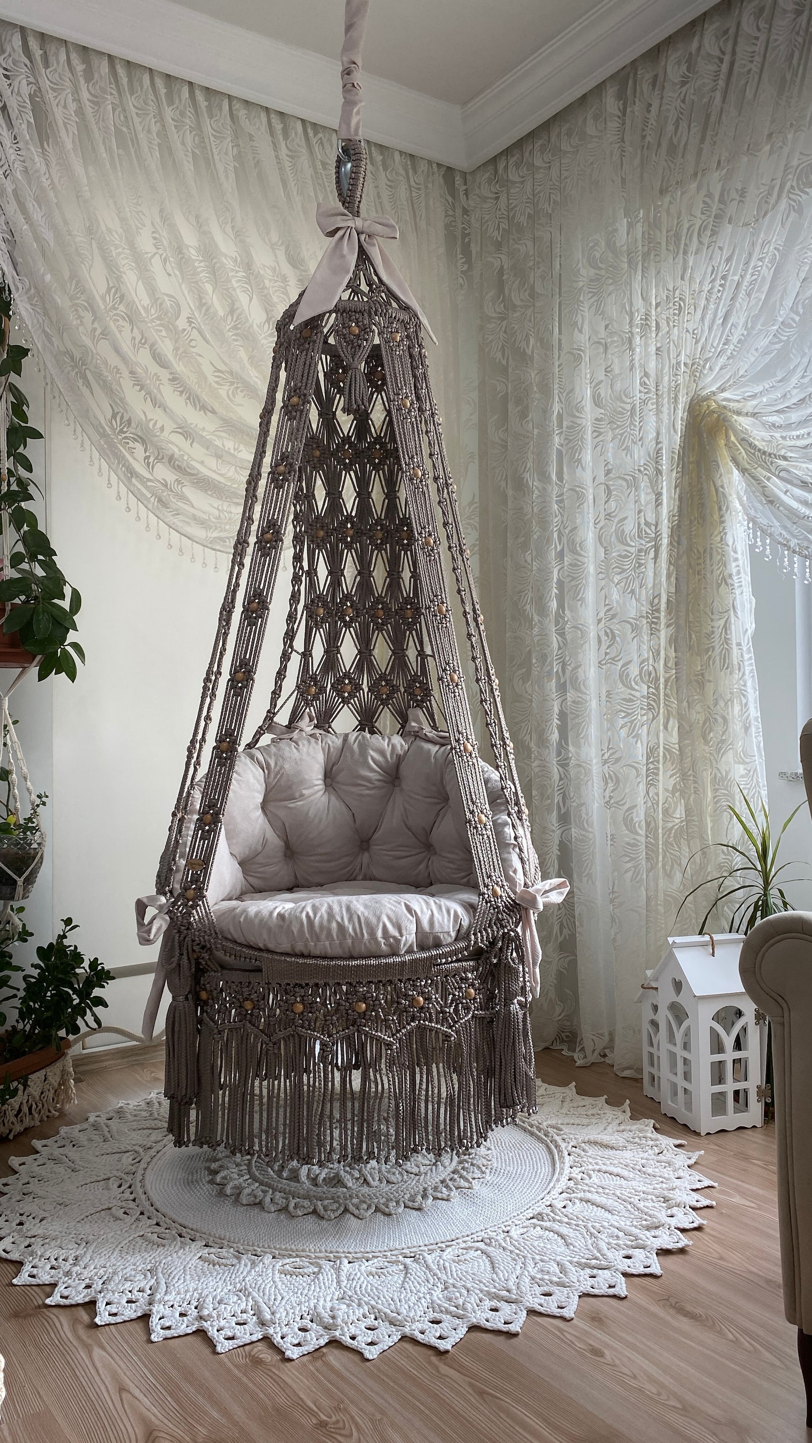 Macrame Chair Macrame Round Swing Special Design Macrame - Etsy