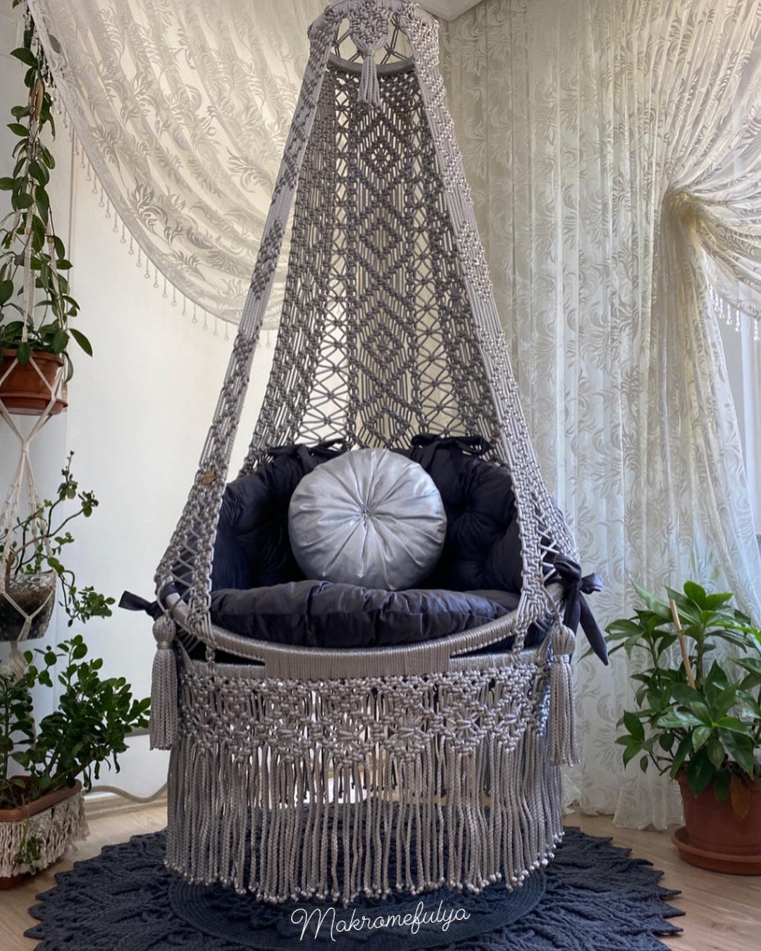 Macrame Swing Design Swing Gray Macrame Swing Swing - Etsy
