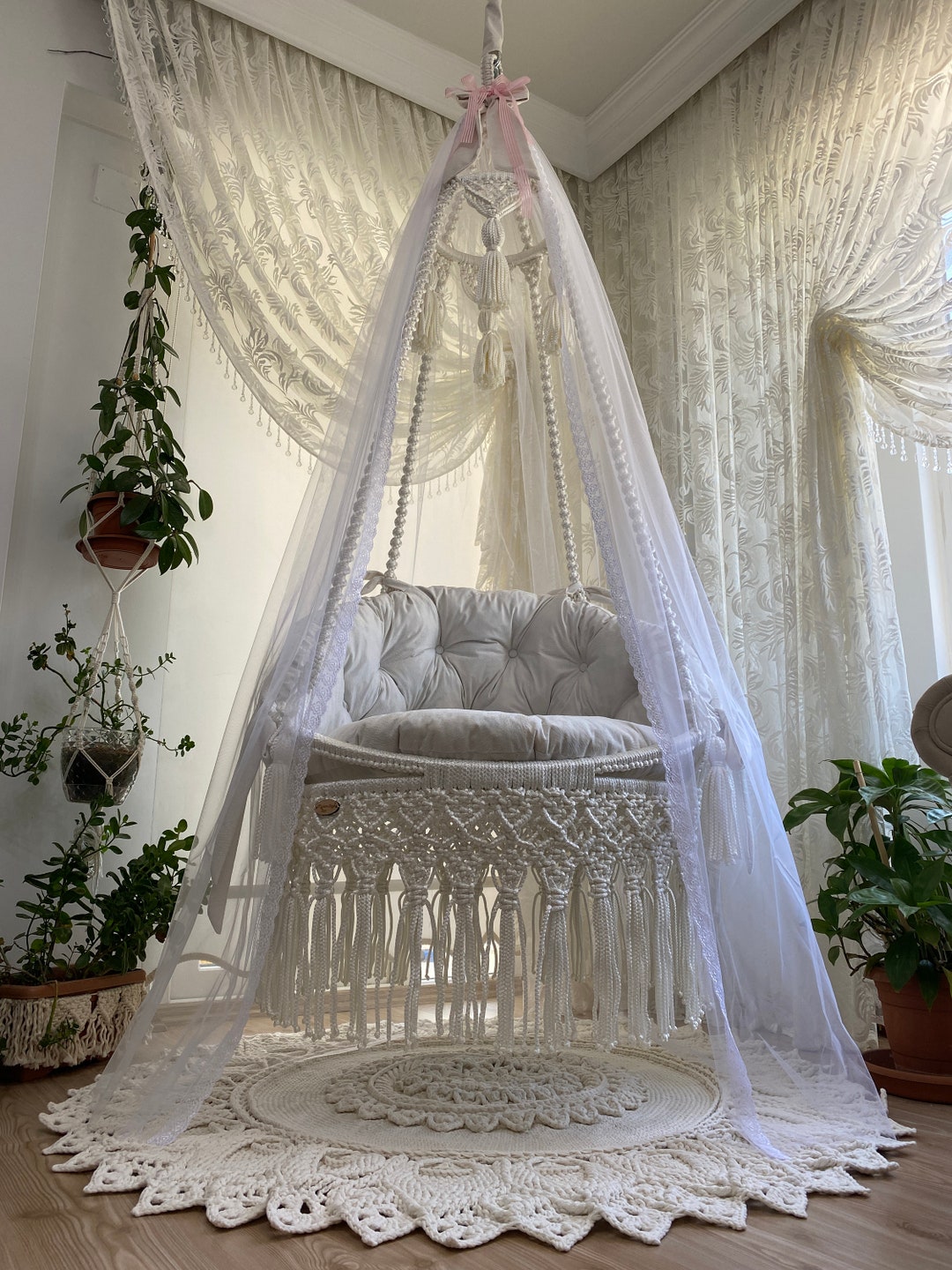 Macrame Chair,macrame Swing Chair,white Macrame Swing,homedecor ...