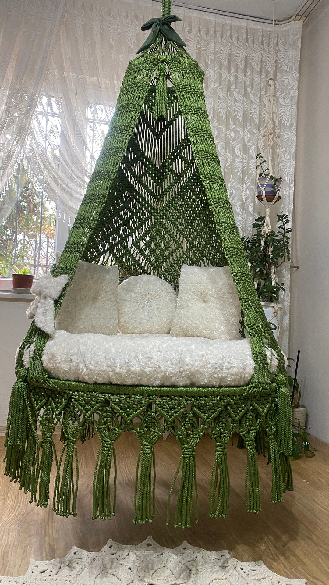 Macrame Swing, Extra Soft Cushioned Macrame Swing, Macrame Hanging ...