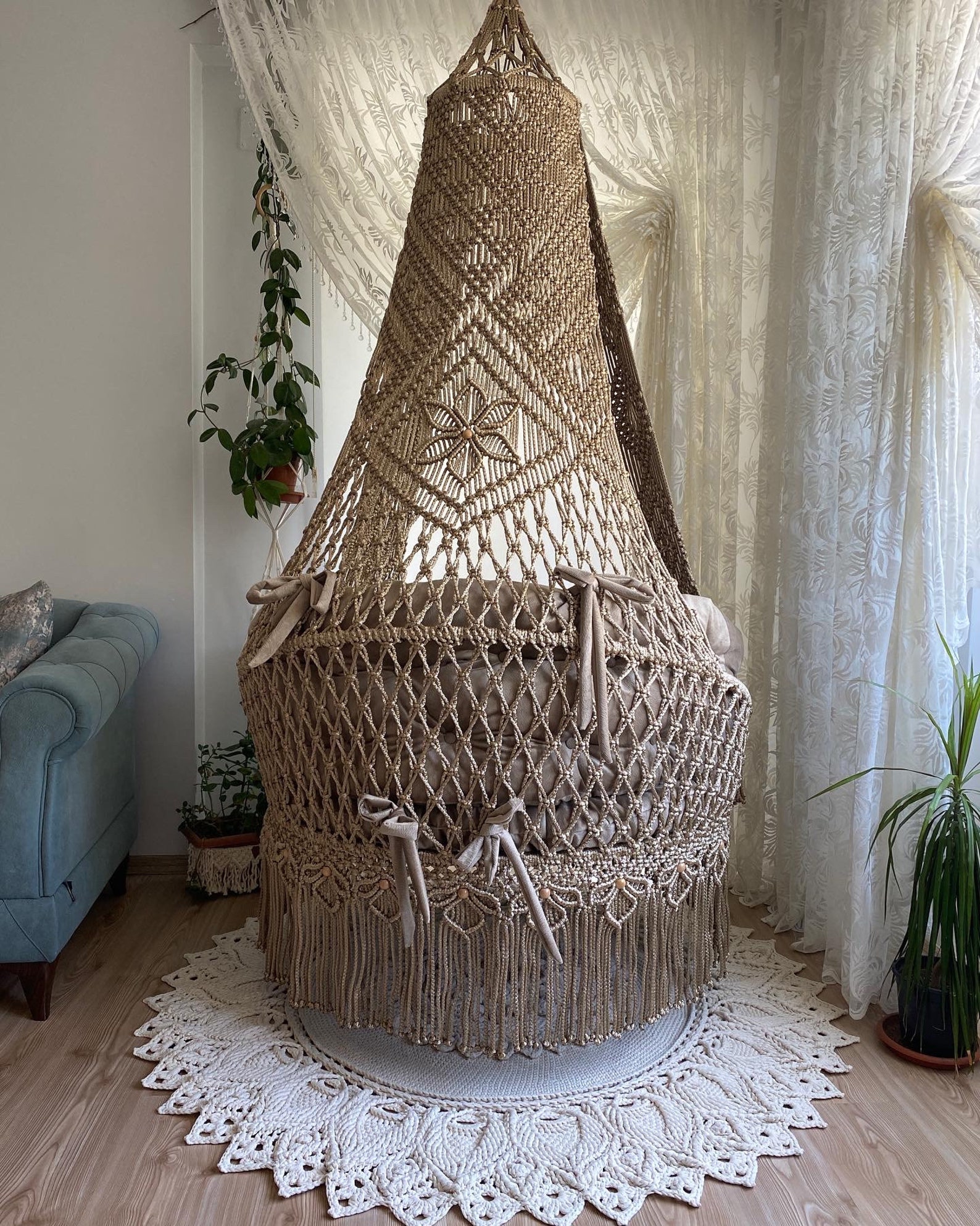 Double Macrame Swing Double Swing. Design Rocking Chair - Etsy