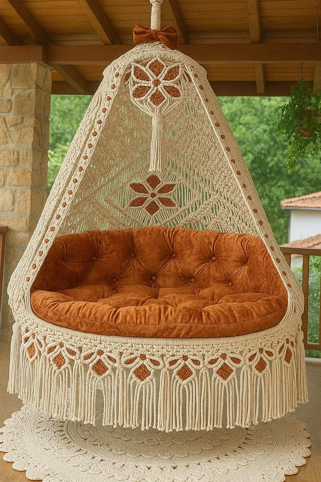 Macrame Swing Chair,hanging Macrame Chair, Boho Macrame Hammock ...