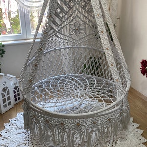Macrame Double Swing Chair,garden Macrame Swing,macrame Rocking Chair ...