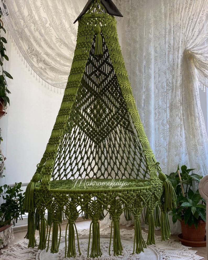 Macrame XL Swing Chair, Macrame Round Swing, Special Design Macrame ...