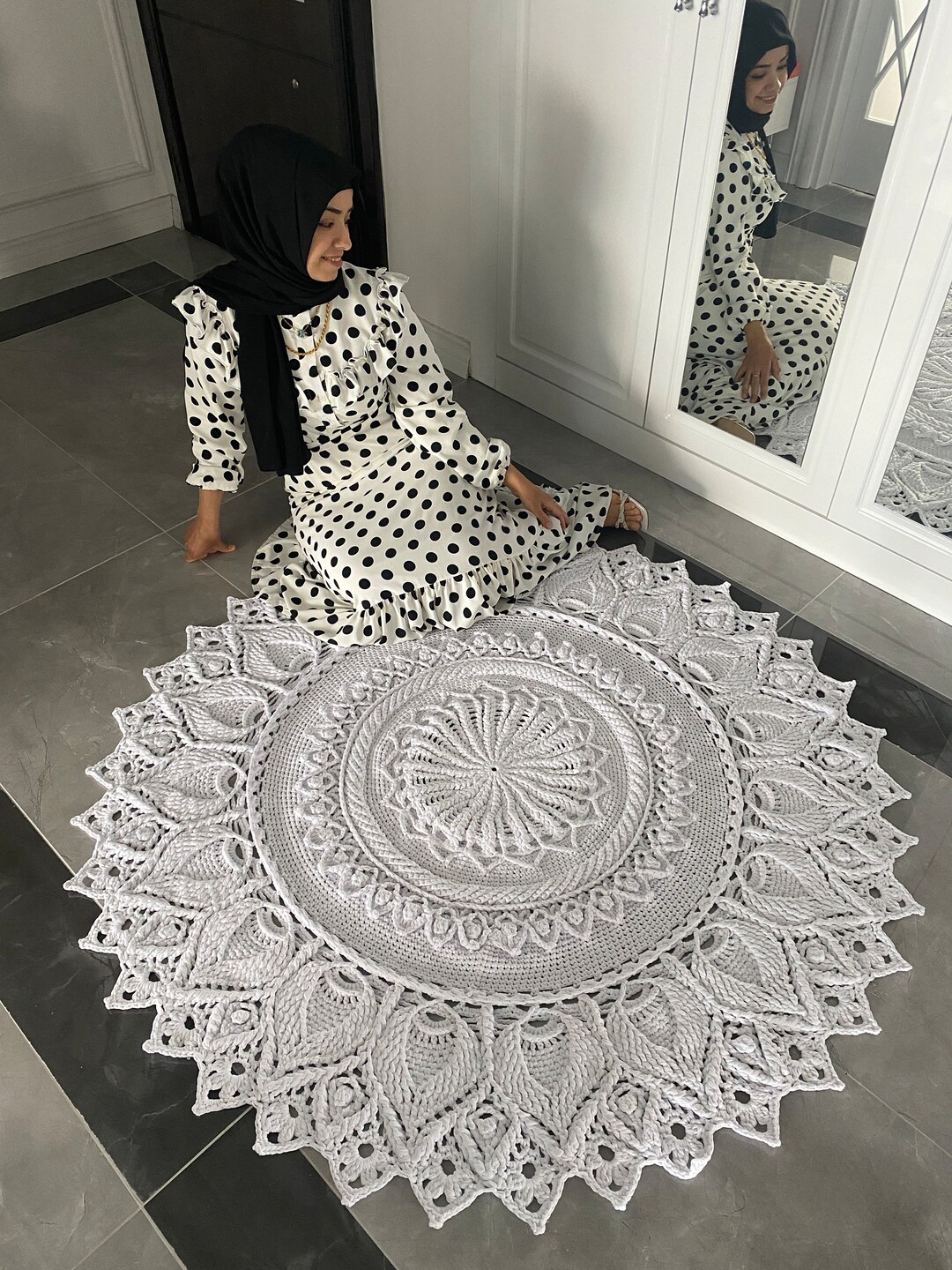 Knitted Carpet, Round Crochet, Crochet Knitted Carpet, Knitted Rug ...