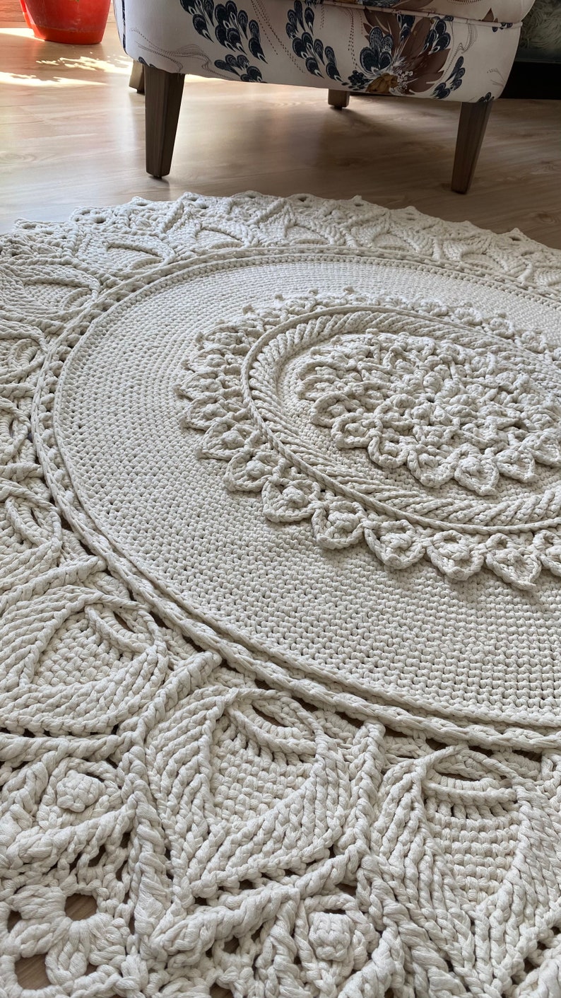 Knitted Carpet Round Crochet Crochet Knitted Carpet Rug - Etsy
