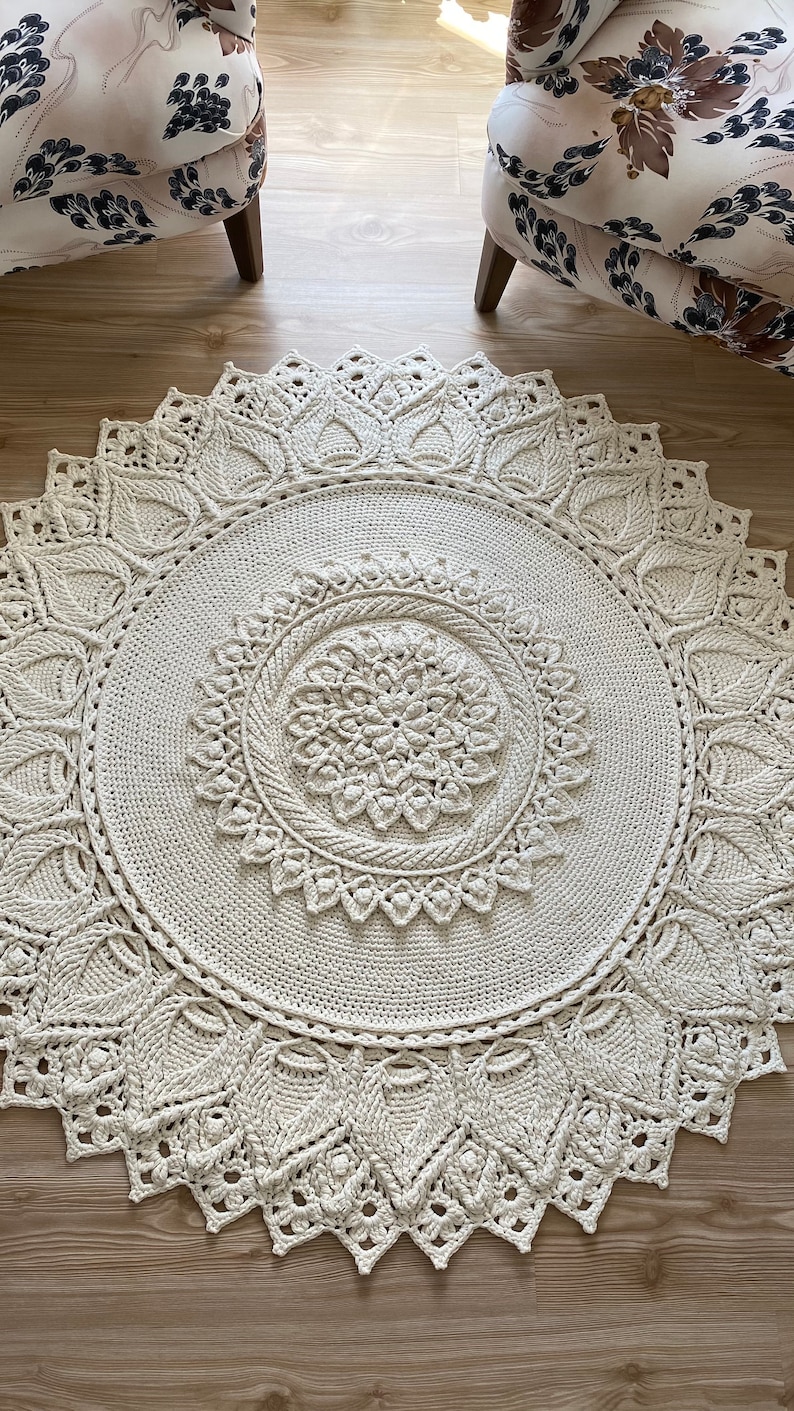 Knitted Carpet, Round Crochet, Crochet Knitted Carpet, Rug Circle ...