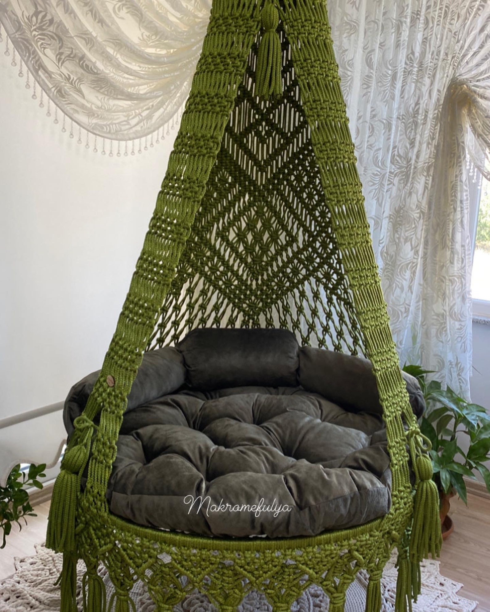 Macrame XL Swing Chair, Macrame Round Swing, Special Design Macrame ...