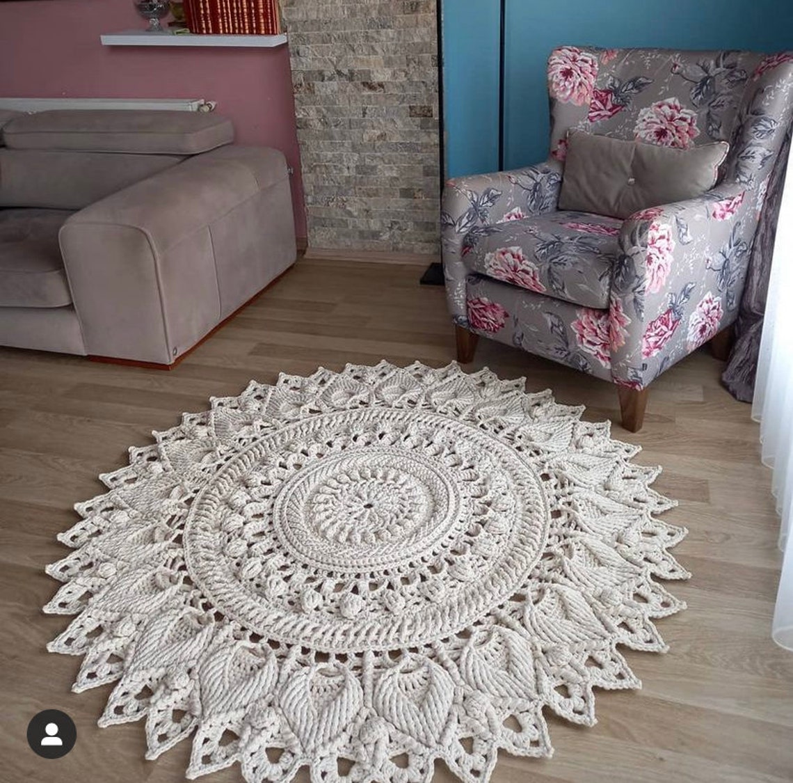 Knitted Carpet Round Crochet Crochet Knitted Carpet Knitted - Etsy