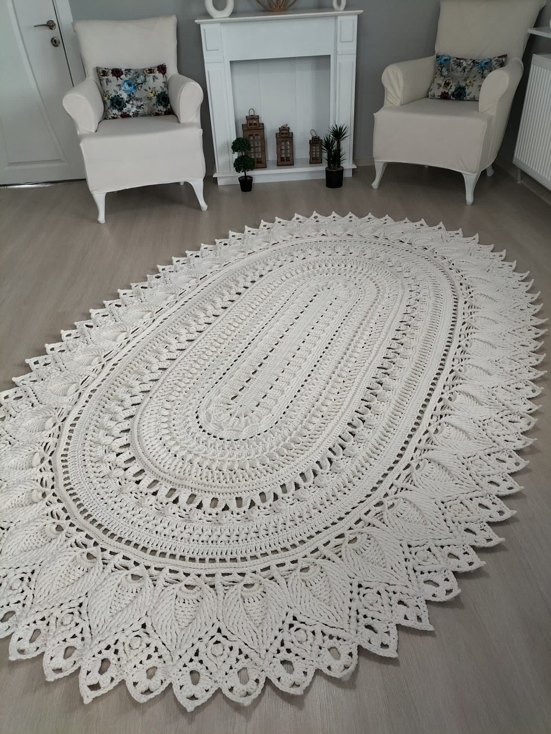Oval Handmade Carpet Rug, Handmade Oval Crocheted Rug, Knitted Rug ...