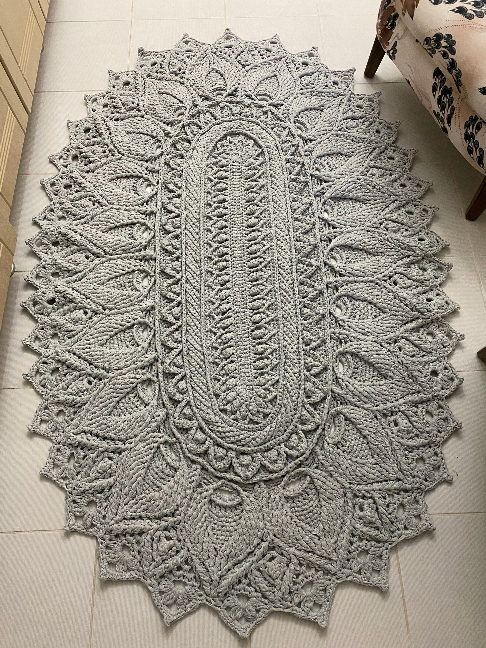 Oval Handmade Carpet Rug, Handmade Oval Crocheted Rug, Knitted Rug ...