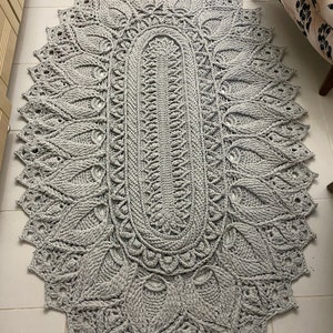 Oval Handmade Carpet Rug, Handmade Oval Crocheted Rug, Knitted Rug ...