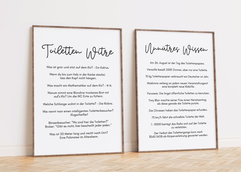 Poster Gäste WC Toiletten Witze Unnützes Wissen - Etsy.de