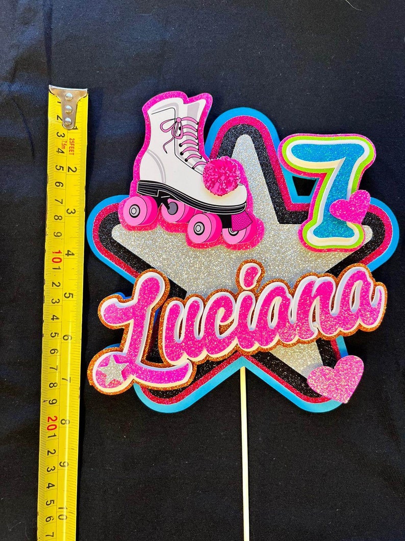 Roller Skate Cake Topper, Patines Cake Topper, 80s Skate Party, Neon ...