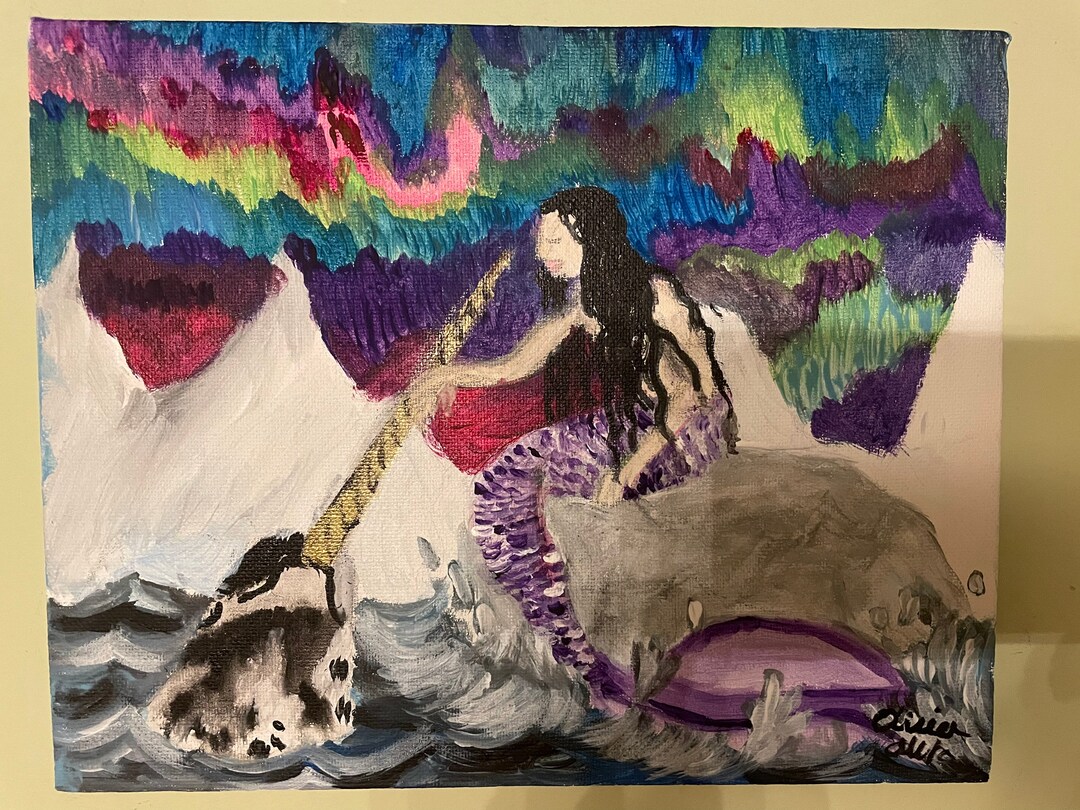 Mermaid and Narwhal Northern Lights, Mermaid Lover, Mermaid Gift ...