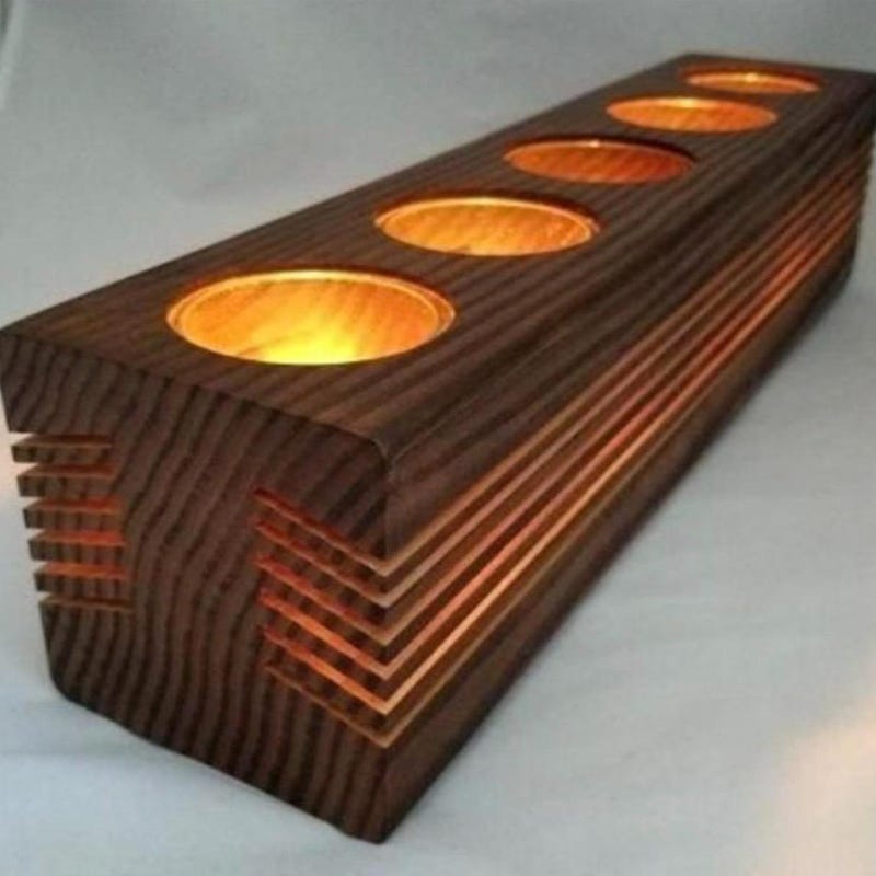 Wood Retro Candle Holder - Etsy