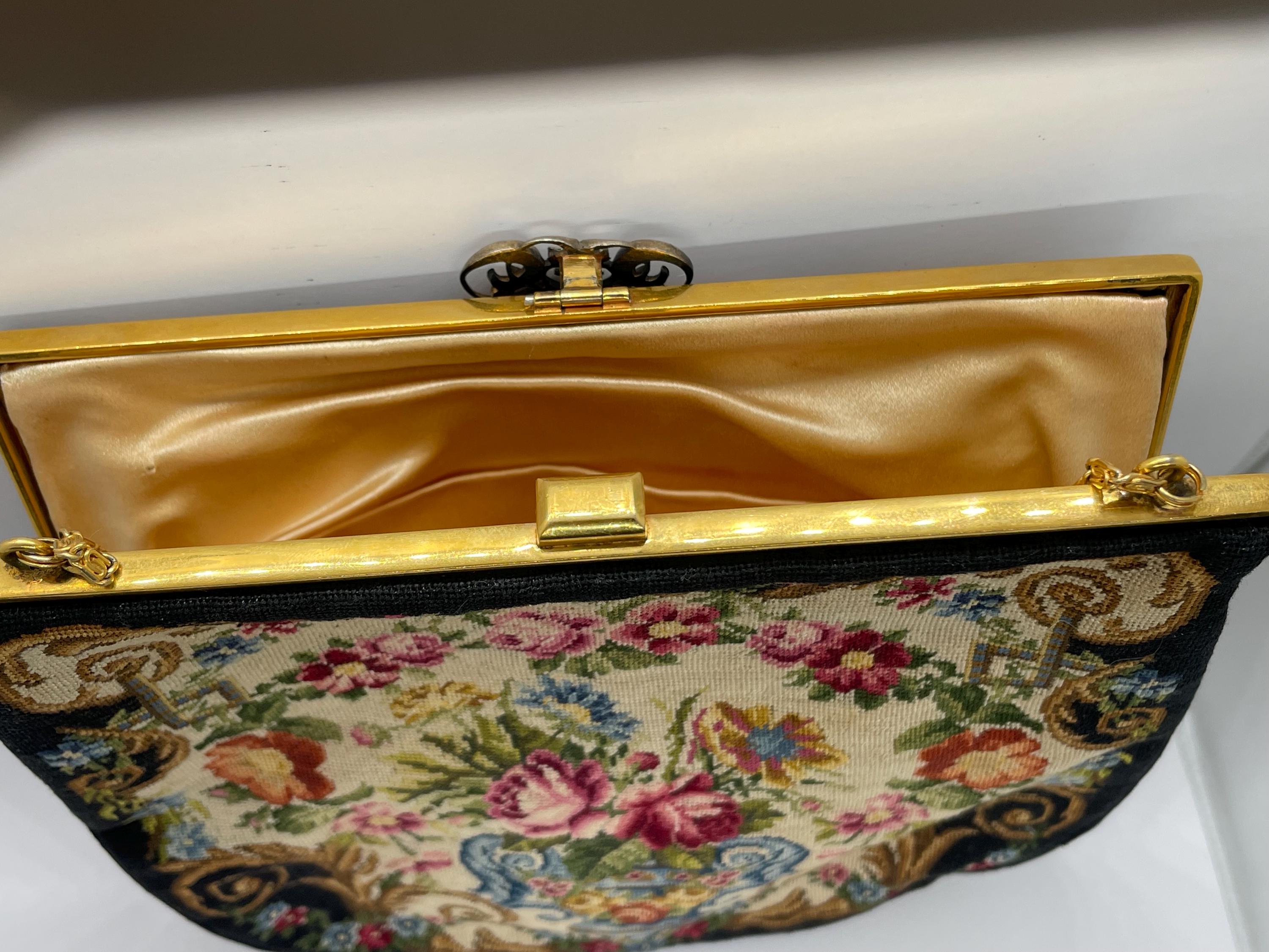 Vintage French Petit Point Floral Tapestry Purse – Hand Made in France ...