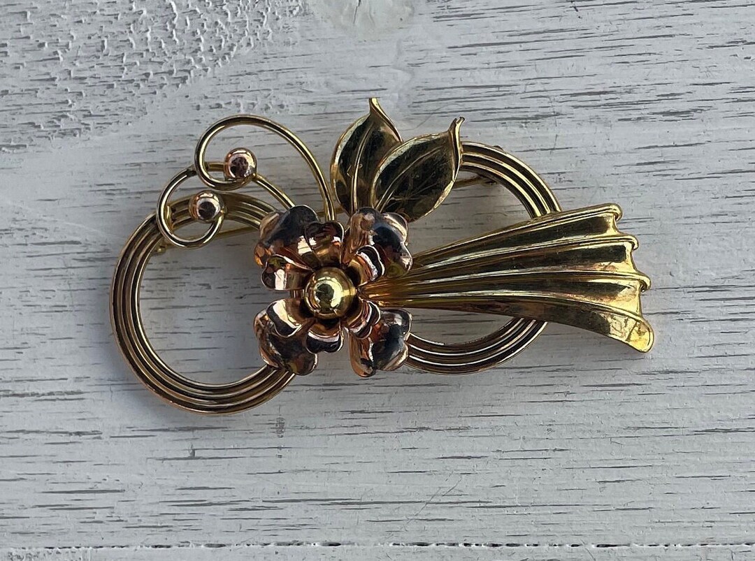 Vintage 1/20 12k GF Flower Brooch - Etsy